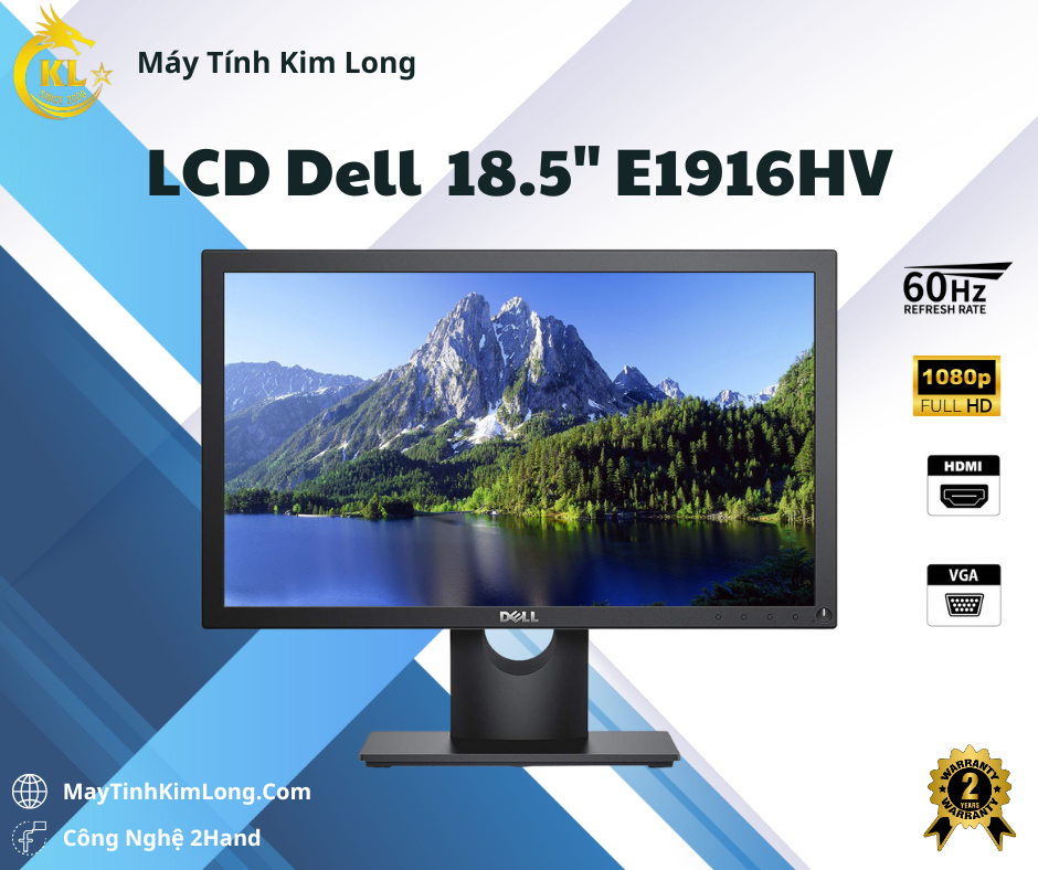 Màn Hình Dell E1916HV 18.5 inch (1366x768/TN/60Hz/5ms) | MaytinhKimLong.com