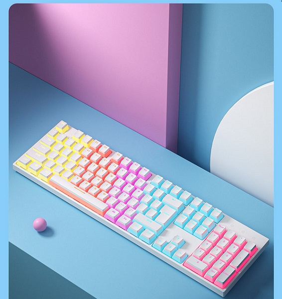 Bàn Phím Cơ Rainbow Gear K104 Blue switch - White | MaytinhKimLong.com