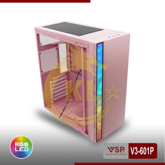 Thùng máy Case VSP Gaming V3-601P Pink (No Fan) | MaytinhKimLong.com