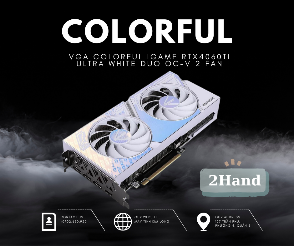 Card màn hình VGA COLORFUL iGame RTX 4060 Ti Ultra White Duo OC-V 2 Fan ...