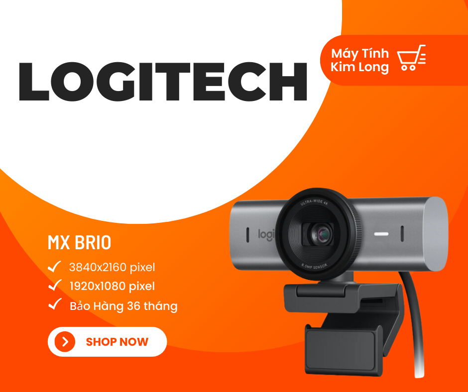 Webcam Logitech MX BRIO 4K Ultra HD Than chì | MaytinhKimLong.com